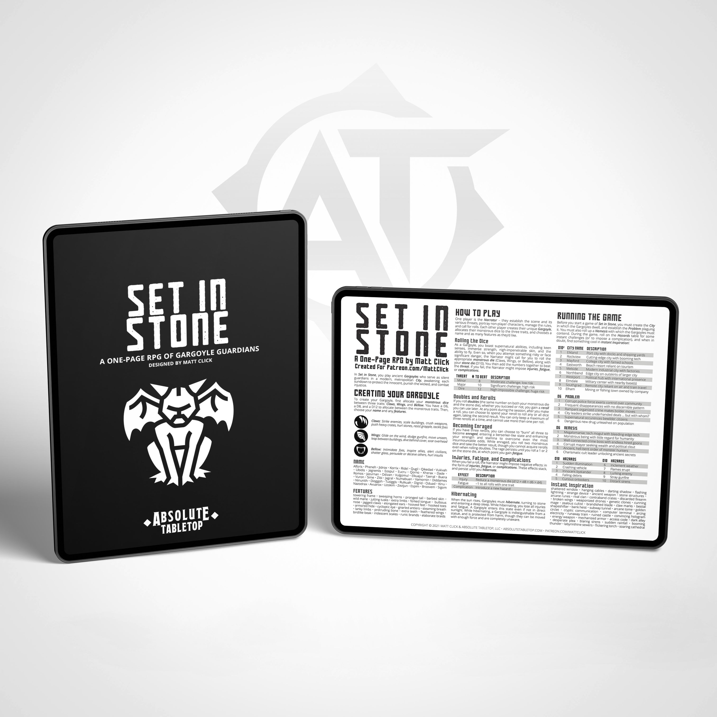 Set in Stone: A One-Page RPG of Gargoyle Guardians – Absolute Tabletop